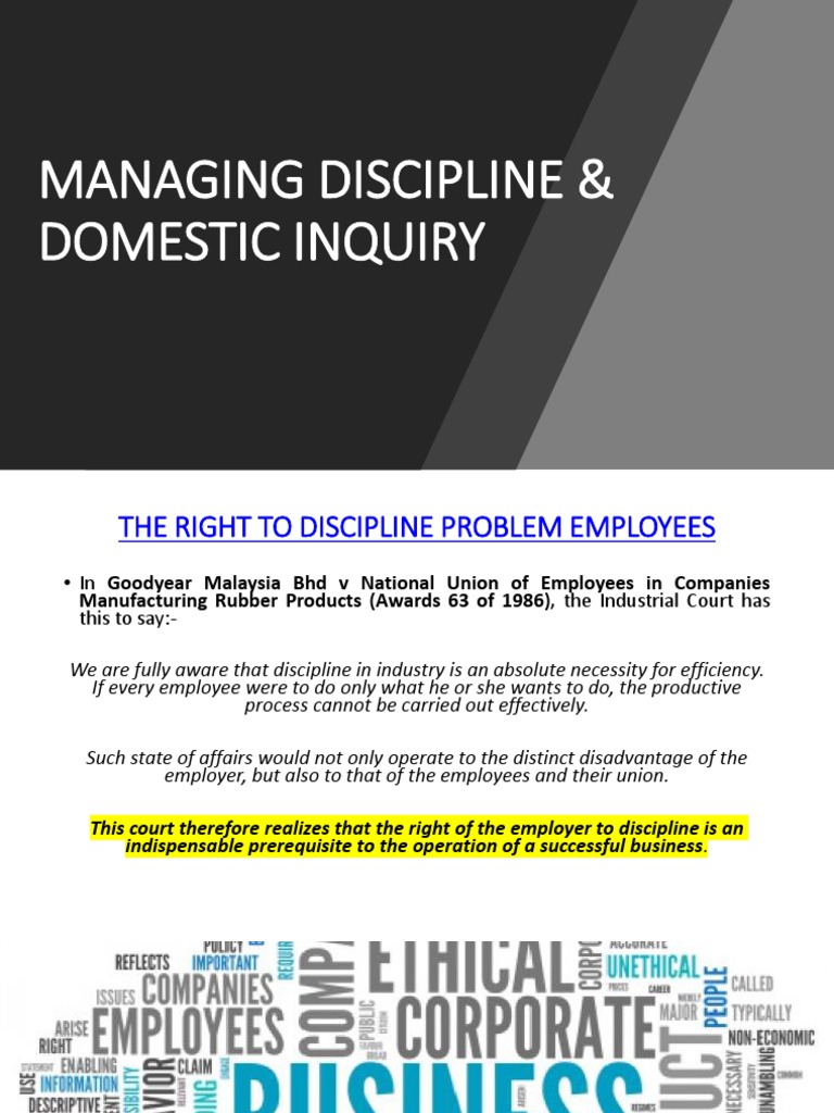 Managing Discipline & Domestic Inquiry PDF | PDF | Burden Of Proof (Law ...
