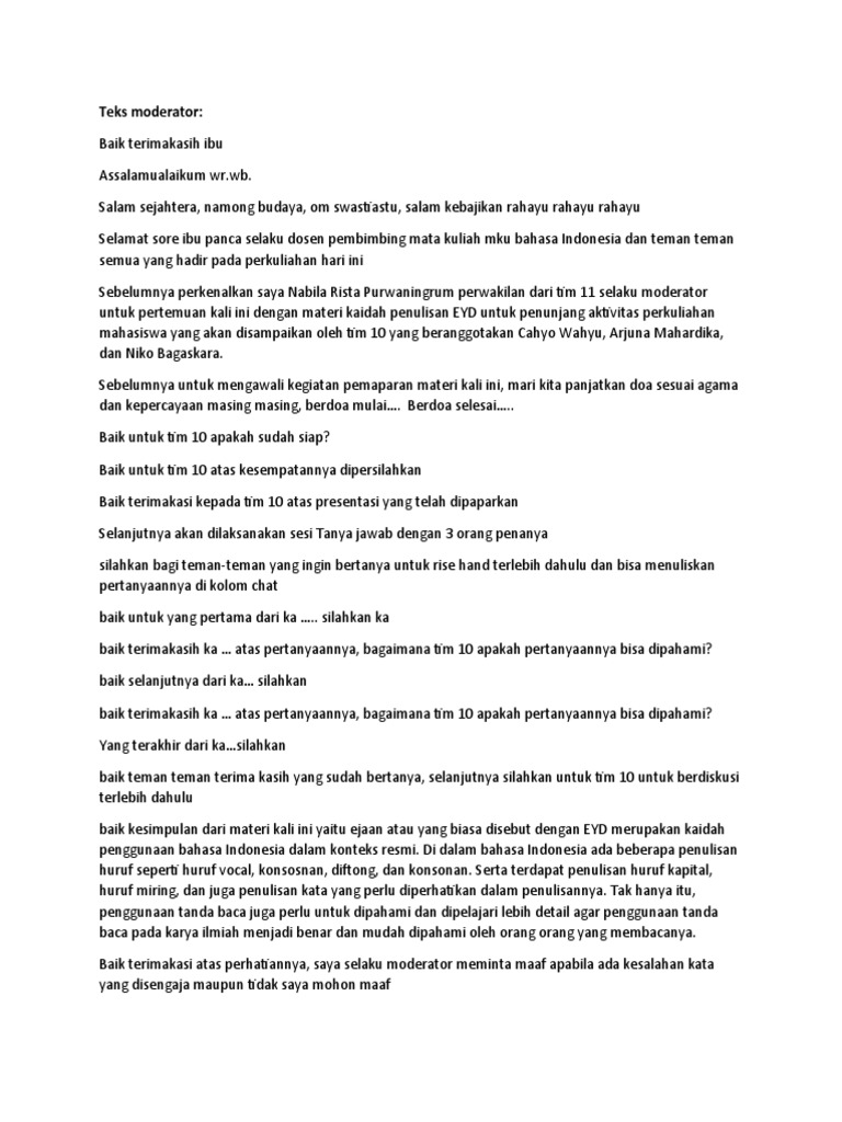Teks Moderator Tim 11 | PDF