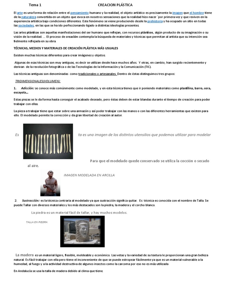 Tema 1 CREACION PLÁSTICA | PDF | Grabando | Pinturas