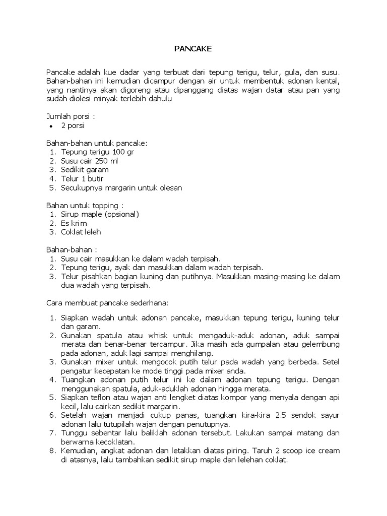 Materi Hot Cakes | PDF | Memasak, Makanan, & Anggur