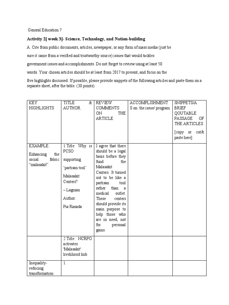 STS Activity Sheet 2 | Download Free PDF | Communication