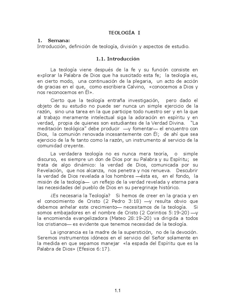 Introducción a la Teología I | PDF | Teología | Biblia