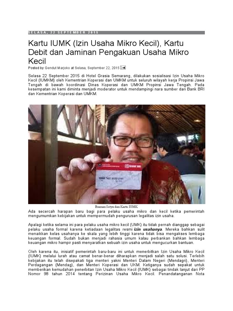 Sosialisasi IUMK untuk UMK di Jawa Tengah | PDF | Pengelolaan Keuangan ...