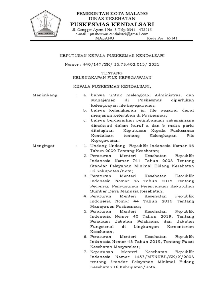 SK File Kepegawaian | PDF