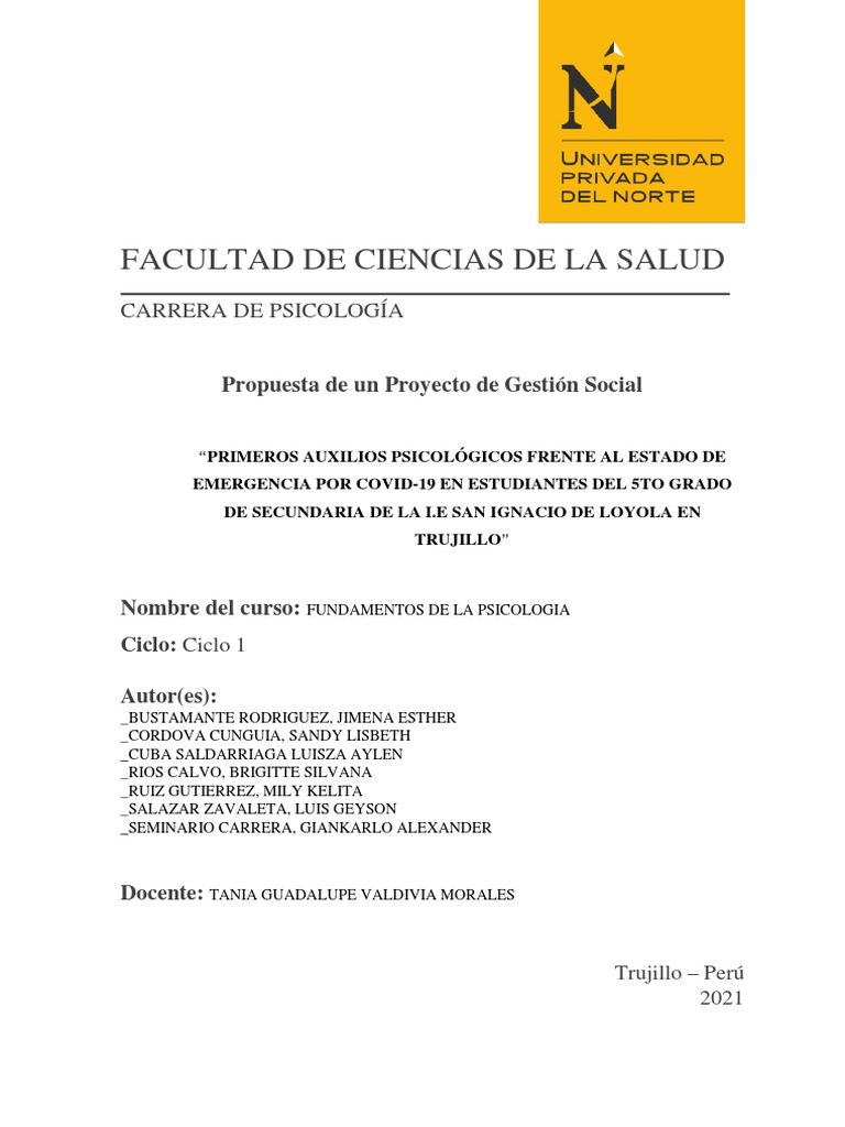 (G2) Proyecto Final de Gestion Social | PDF | Salud y bienestar