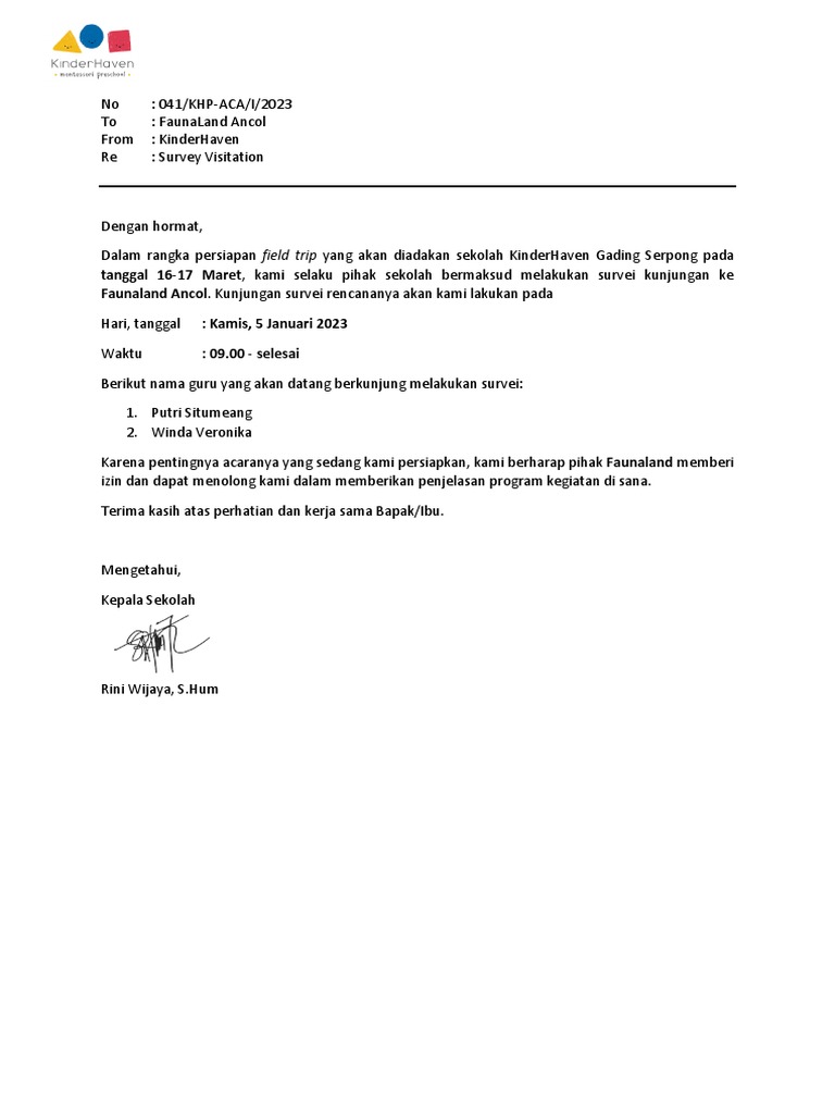 (FaunaLand) Surat Survei Field Trip PDF | PDF