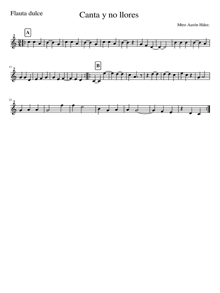 Canta y No Llores-Flauta - Dulce PDF | PDF