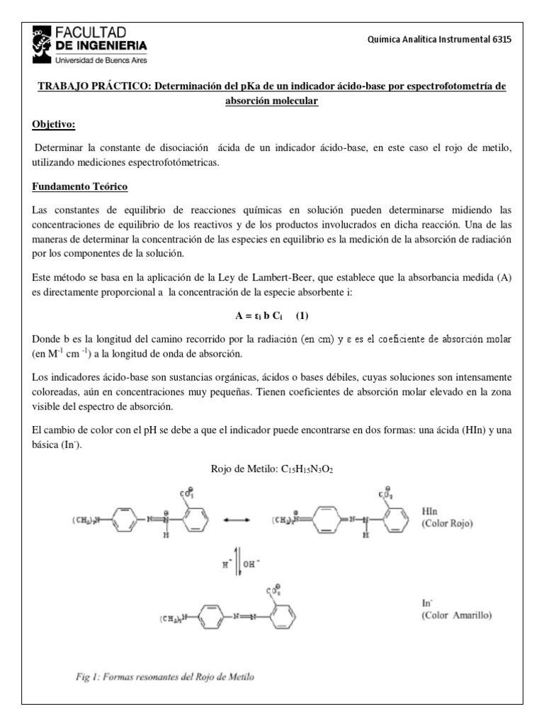 Guía TP Absorción Molecular Rojo de Metilo | PDF | Constante de ...
