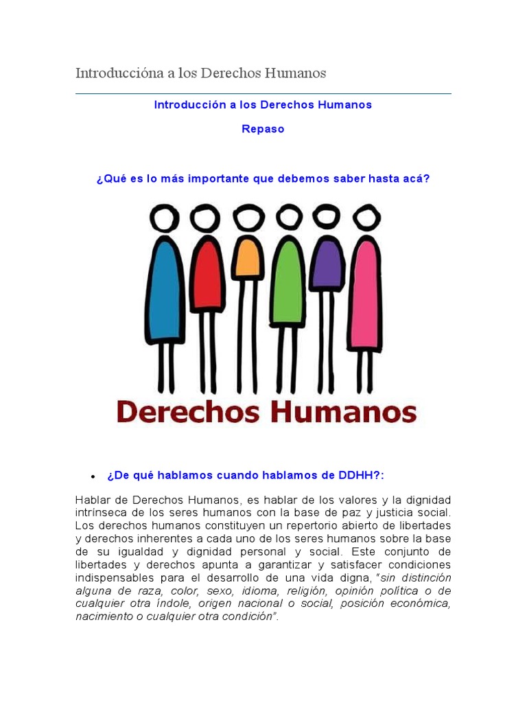 Introducción a los Derechos Humanos | PDF | Derechos humanos | Convenio europeo de derechos humanos