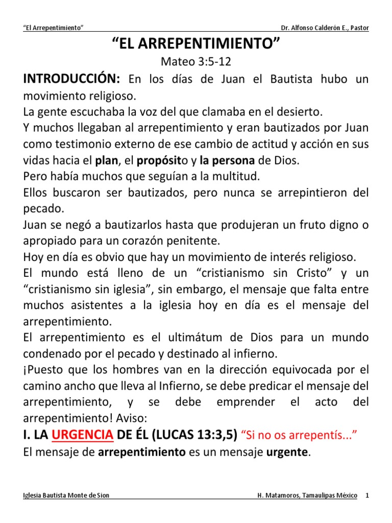 Arrepentimiento PDF | PDF | Jesús | Infierno