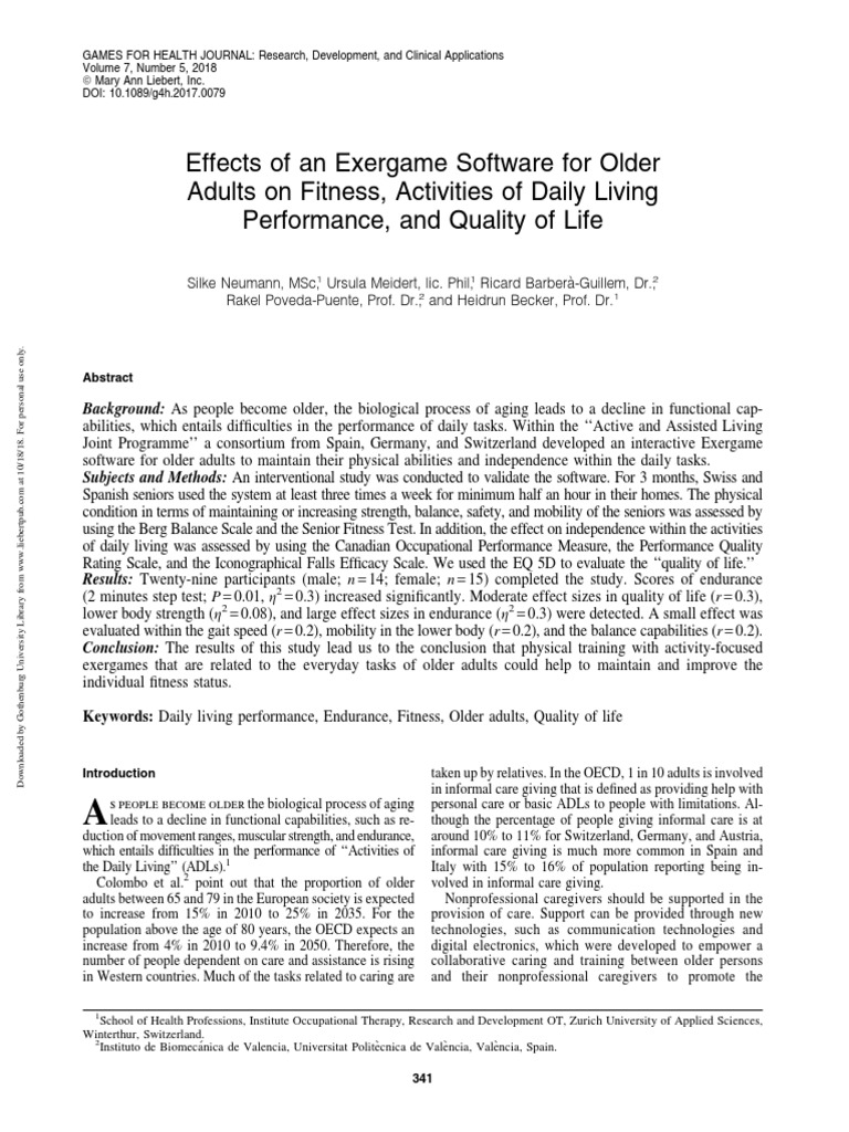 9 Effects of An Exergame Software For Older Adults On Fitness, Activities of Daily Living ...