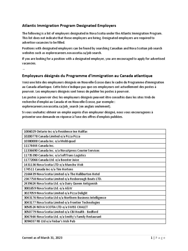 Designated - AIP - Employers 2023-03 PDF | PDF