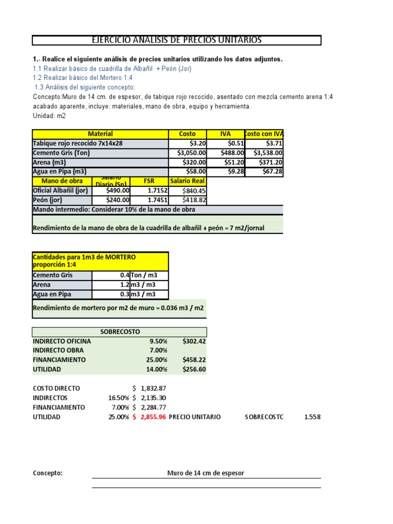 Analisis Precios Unitarios | PDF