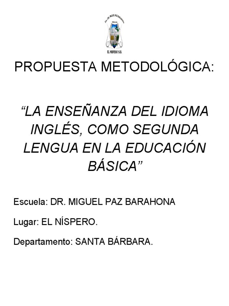 Propuesta Ingles Escuela Urbana | PDF | Segundo lenguaje | Aprendizaje