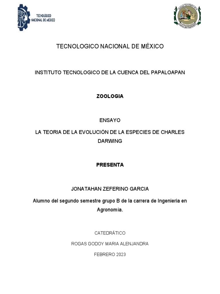Ensayo de La Teoria de Las Especies de Charles Darwin | PDF | Evolución ...