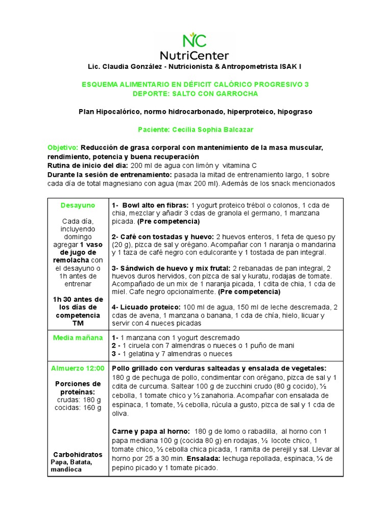Plan de Progresion 3 - Cecilia Balcazar | PDF | ensalada | Eruca Sativa
