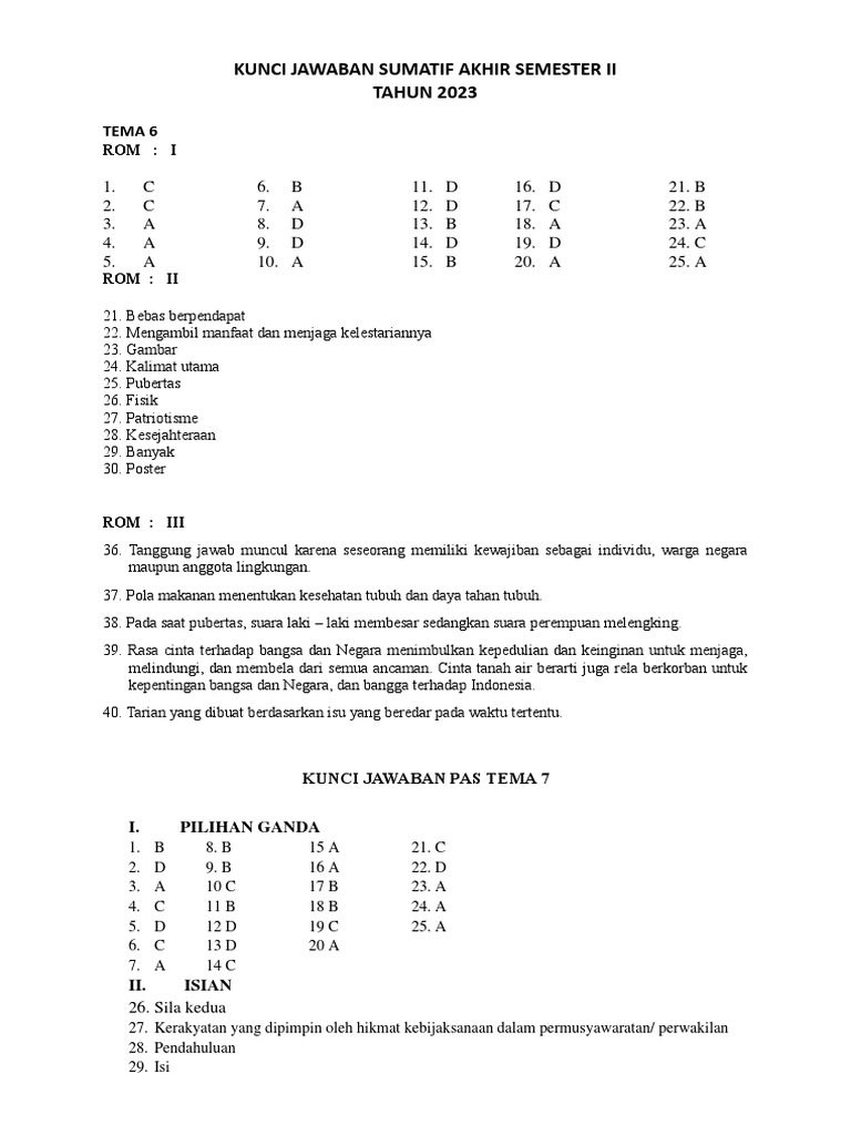 Kunci Jawaban Sumatif Akhir Semester Ii | PDF | Perjalanan | Seni