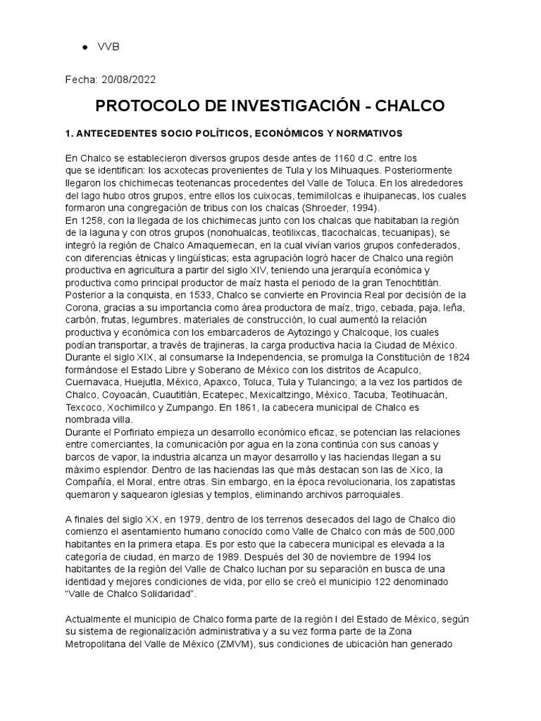 Protocolo de Investigación - Chalco | PDF