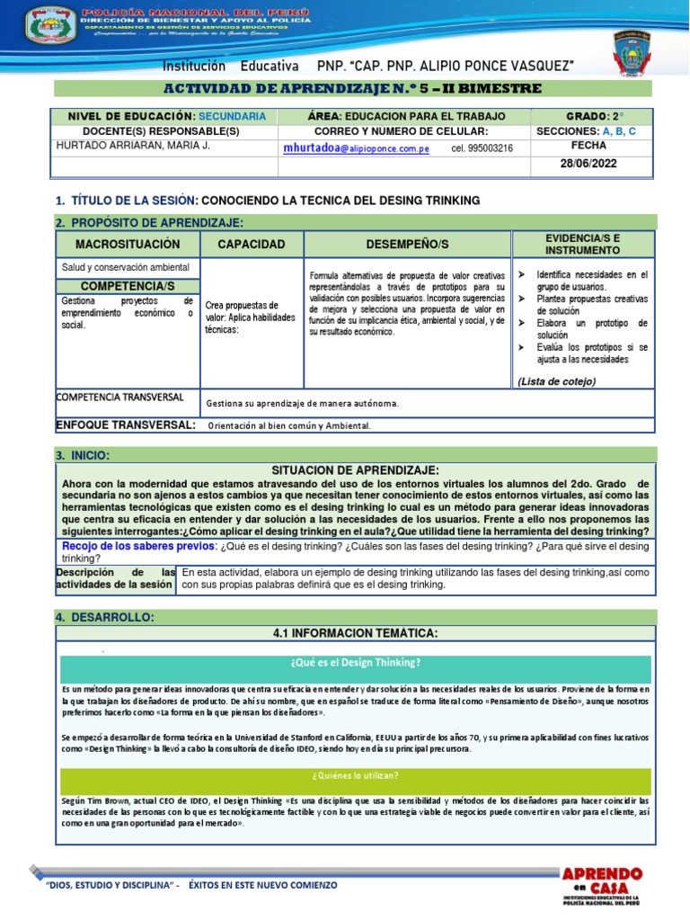 EPT 5° ACTIVIDAD 5 - PA II TRIM Prof Maria Hurtado A PDF | Descargar ...
