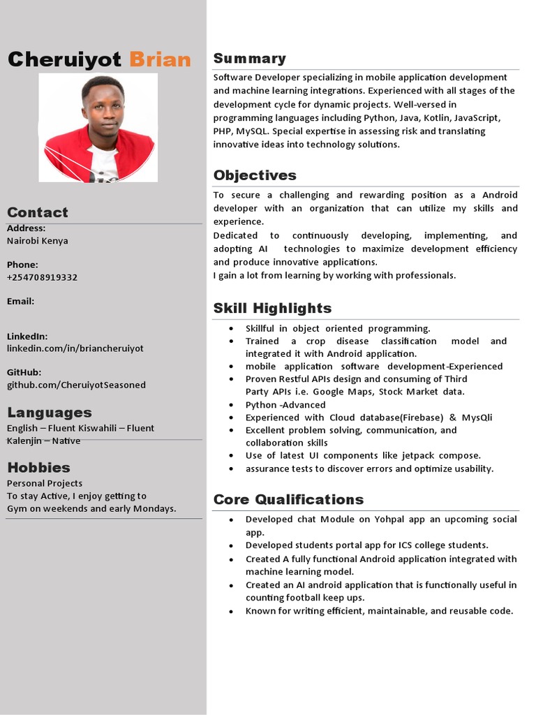 Android Developer CV | PDF | Android (Operating System) | Mobile App