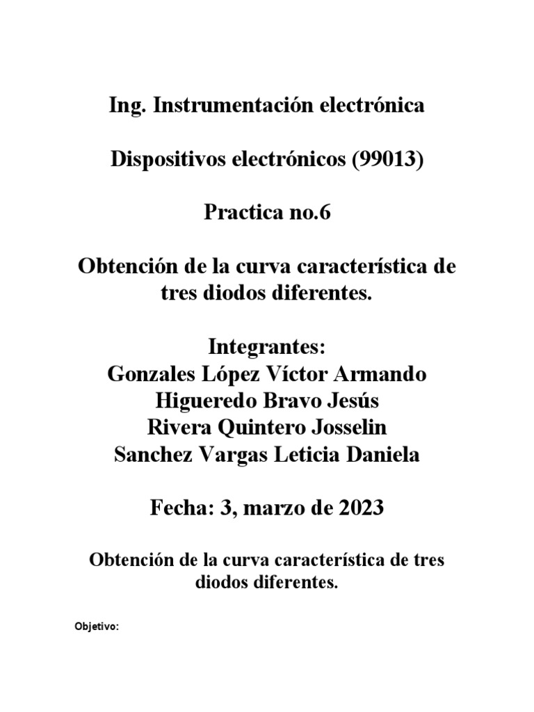 Practica No.6 | Descargar gratis PDF | Diodo | Diodo emisor de luz