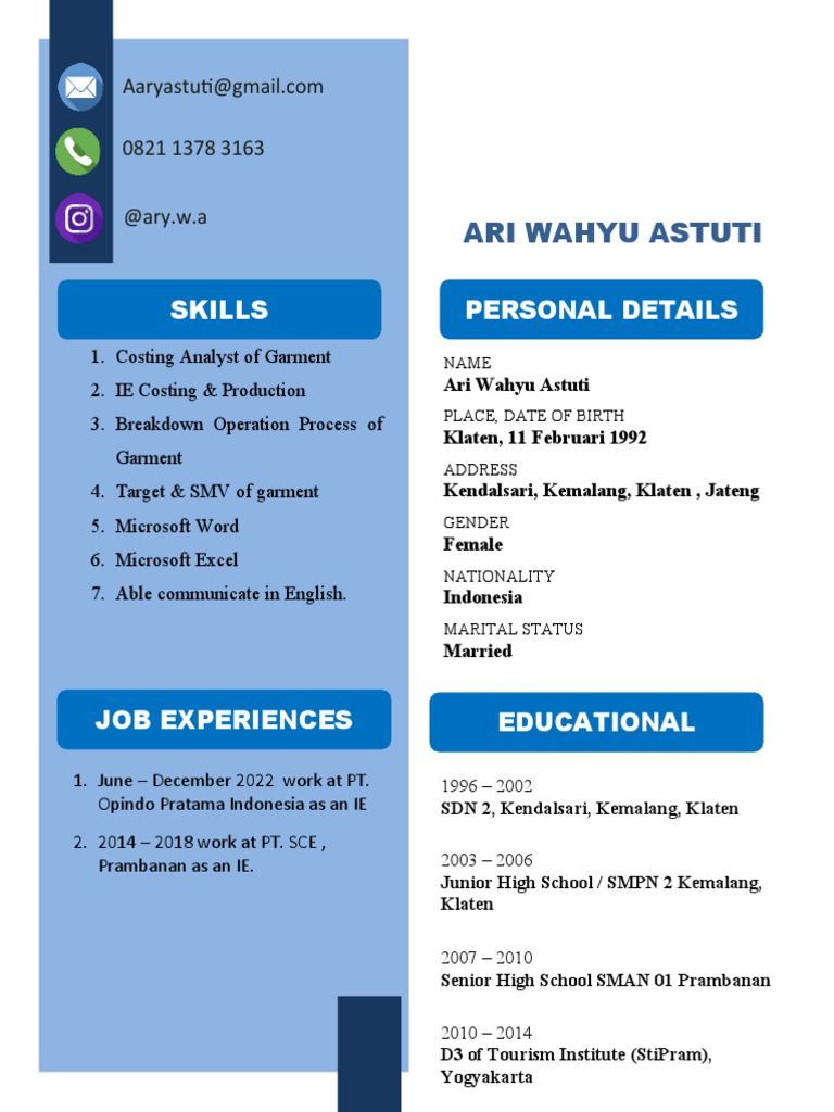 Template CV Lamaran Kerja Bahasa Inggris | PDF