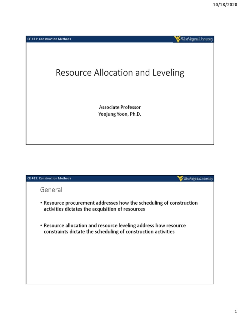 5-Resource Allocation and Resource Leveling - Students (2 Slides Per Sheet) PDF | PDF