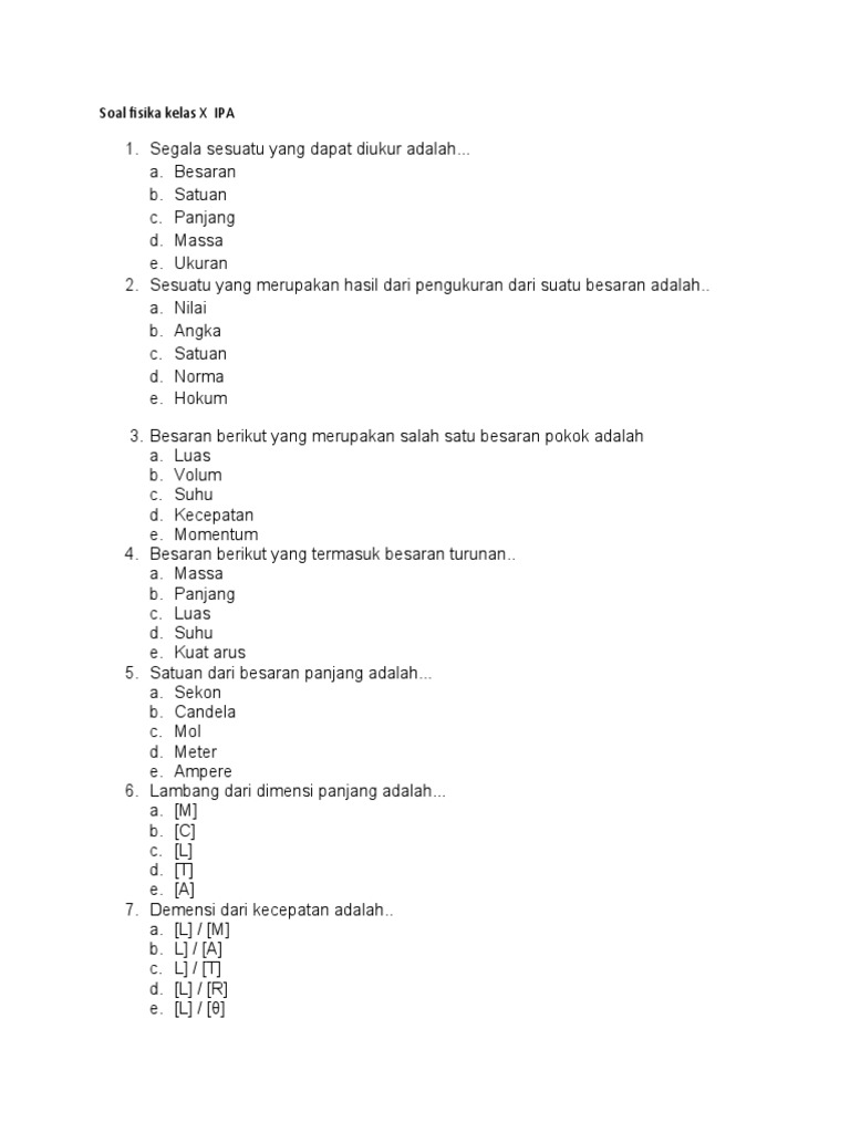 Soal Fisika Kelas X IPA | PDF