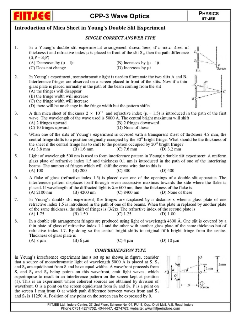 CPP-3 - Wave Optics | PDF | Wavelength | Refractive Index