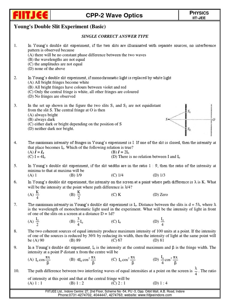 CPP-2 - Wave Optics PDF | PDF | Motion (Physics) | Electromagnetism