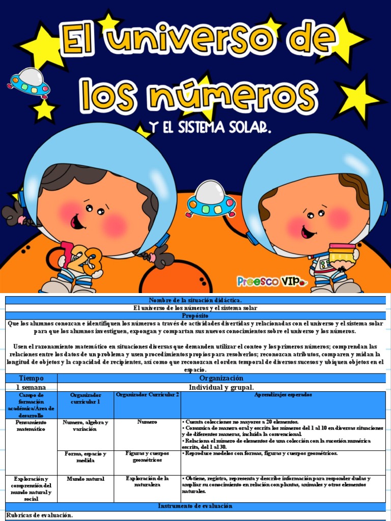 Plan El Universo de Los Numeros y El Sistema Solar | PDF | Programa ...