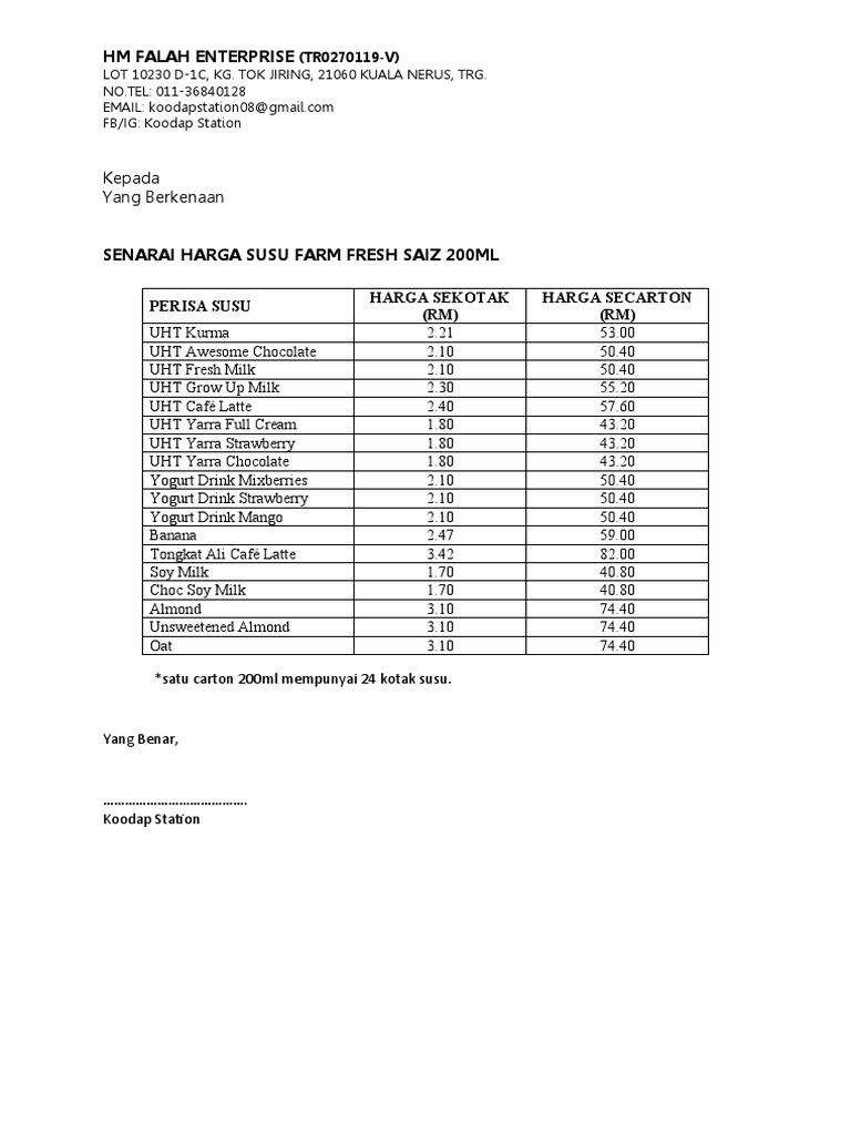 Contoh Sebut Harga | PDF