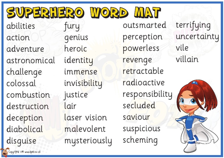 tp-f-0637-superhero-word-mat-20910 | PDF