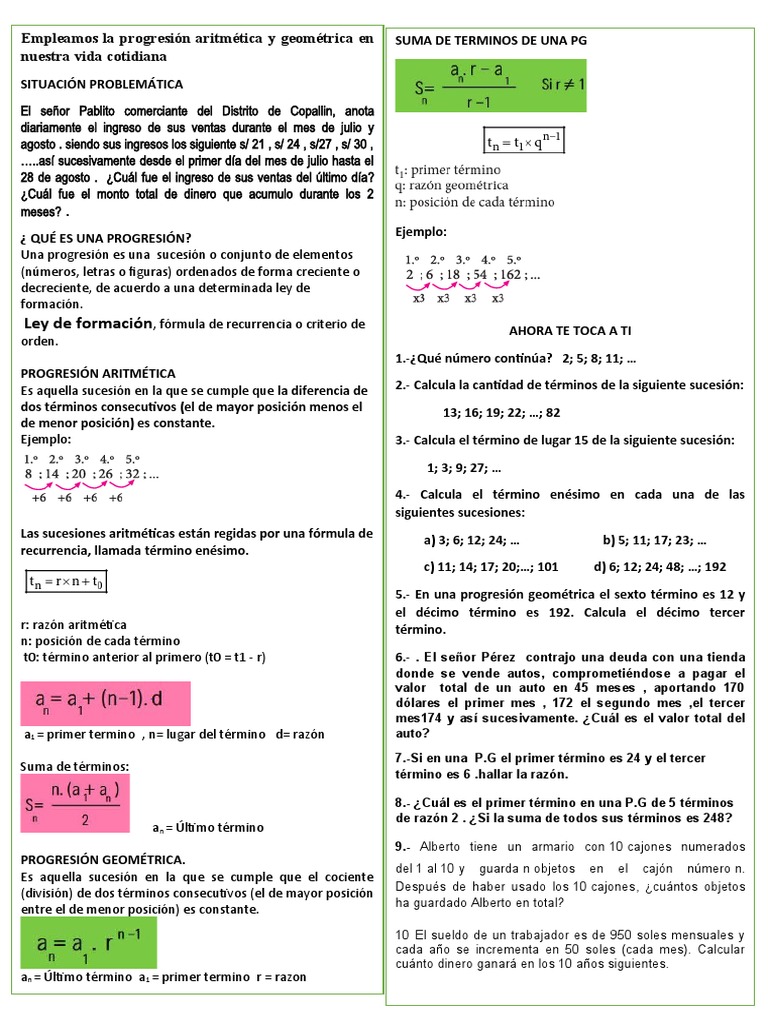 ficha de progresiones | PDF | Secuencia | Matemáticas