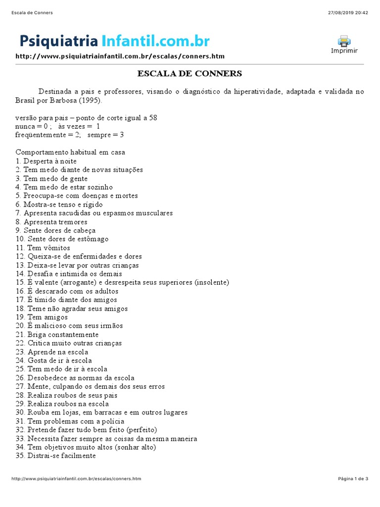 Escala de Conners | PDF