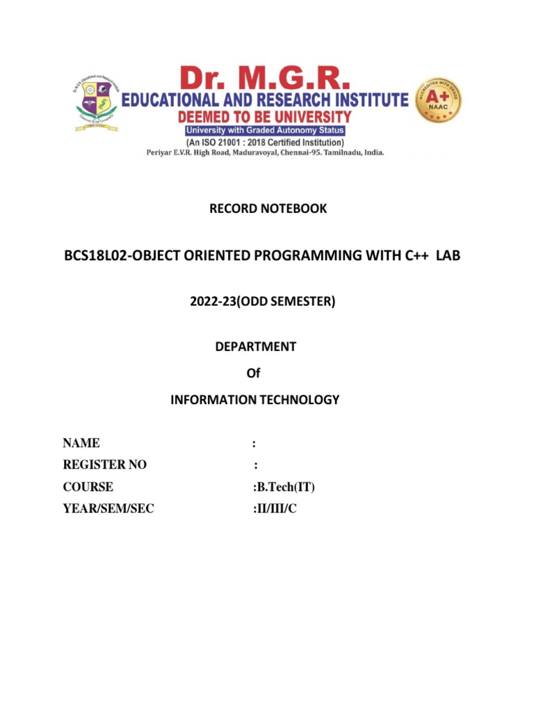 Oopls Lab Record | PDF | Inheritance (Object Oriented Programming ...