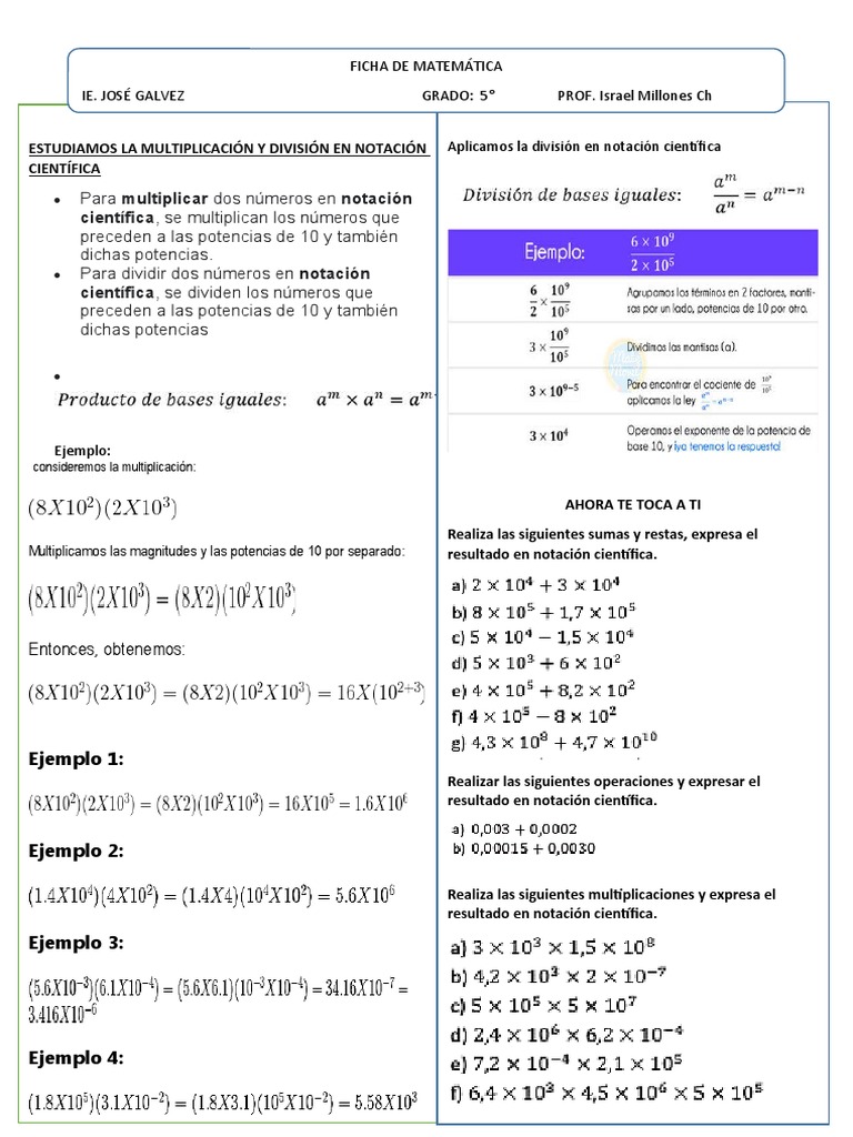 Ficha En Notación Cientifica Pdf