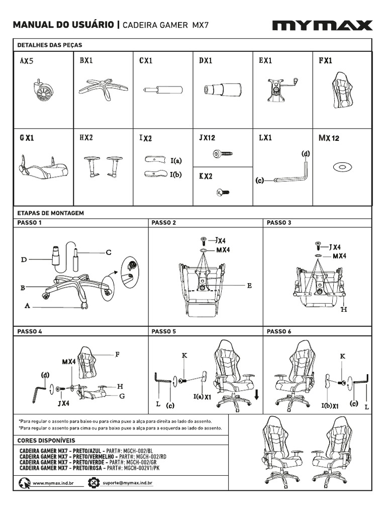 Manual Cadeira Gamer - Outlines PDF | PDF