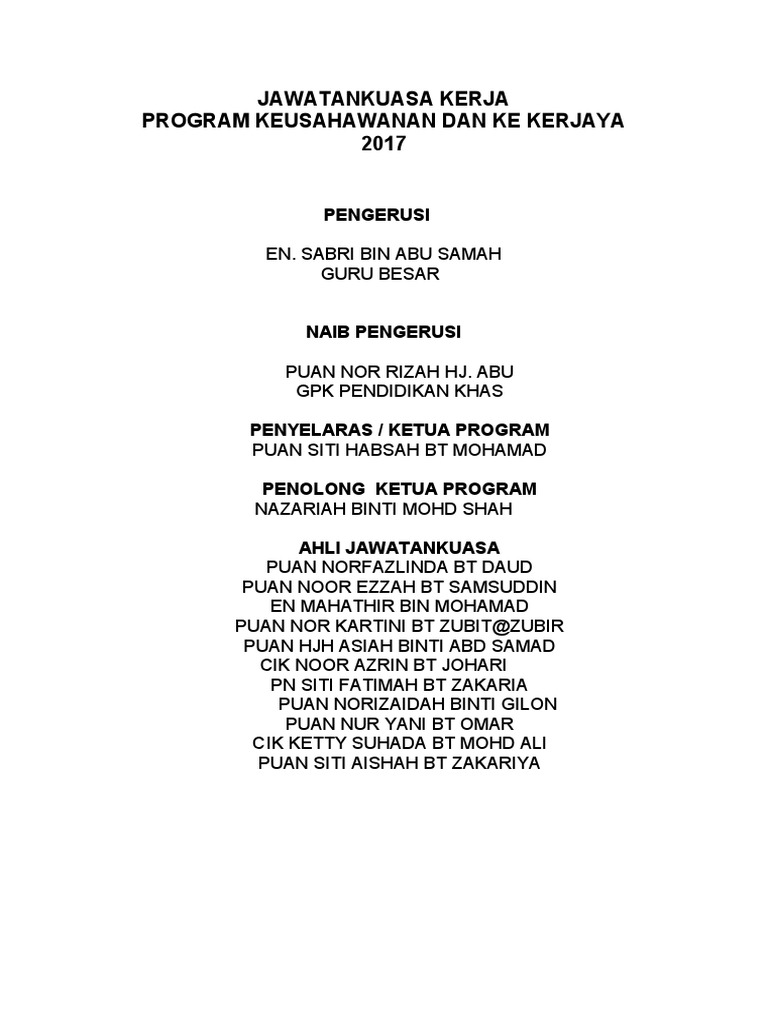 Kertas Cadangan Program Ke Kerjaya 2018 | PDF | Karier & Perkembangan