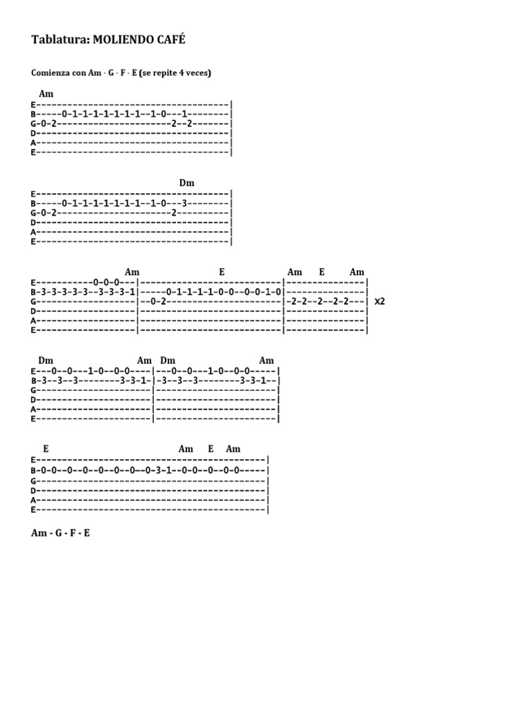moliendo cafe PARTITURA | PDF