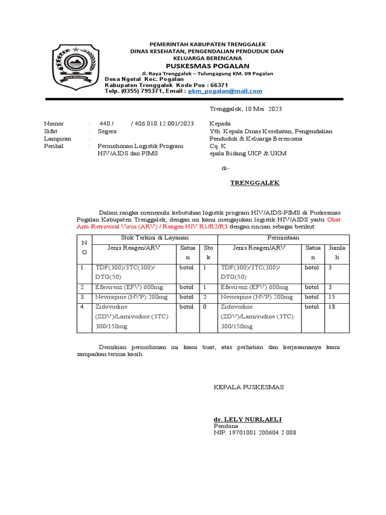 Format Surat Permintaan Logistik 2023 | PDF