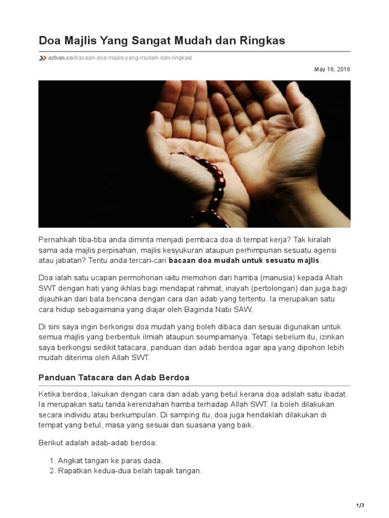 Azhan - Co-Doa Majlis Yang Sangat Mudah Dan Ringkas | PDF