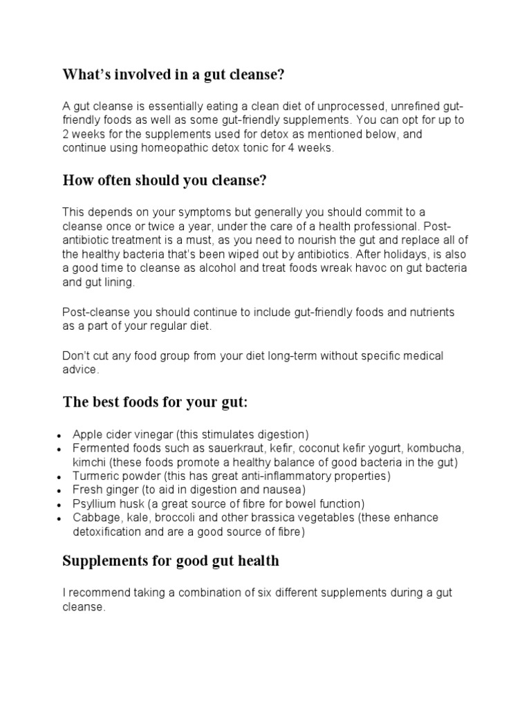 Gut Detox Plan | Download Free PDF | Probiotic | Food And Drink Preparation