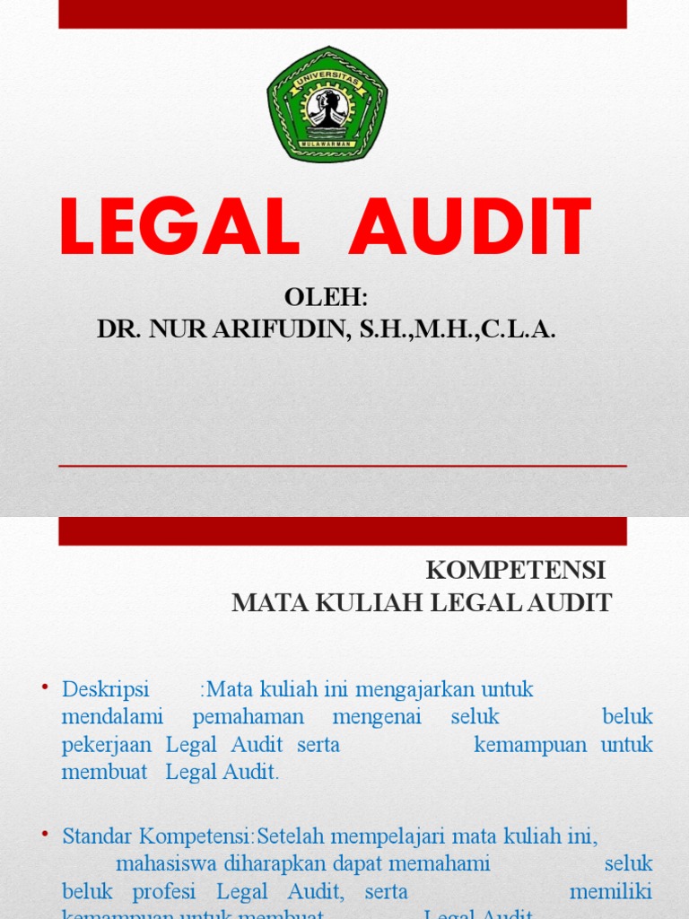 DR Nur Arifudin, SH, MH - MATERI LEGAL AUDIT+1+2020 | PDF
