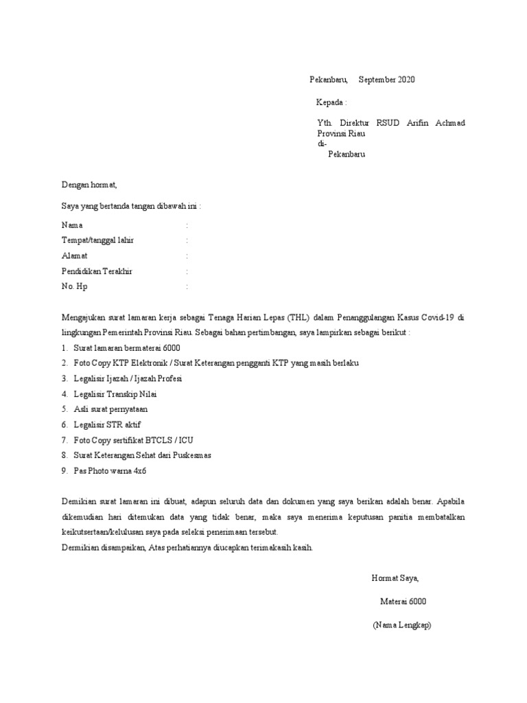 surat lamaran relawan | PDF