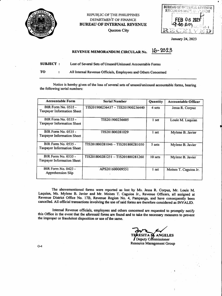 RMC No. 16-2023 PDF | PDF