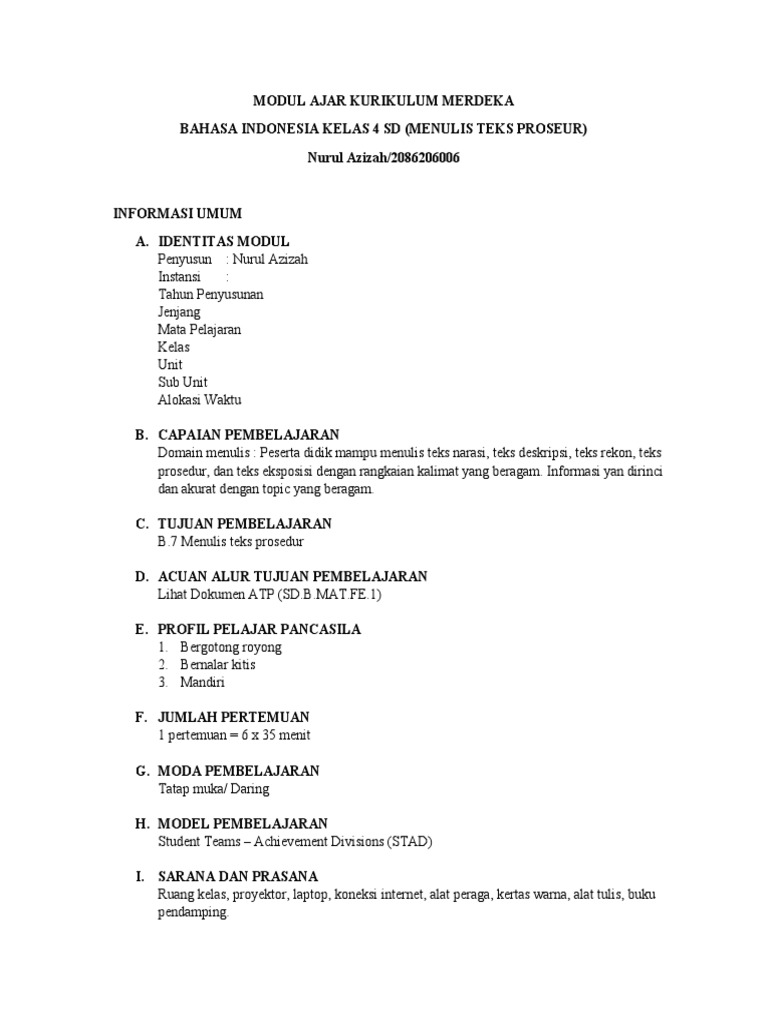Modul Ajar Kurikulum Merdeka | PDF