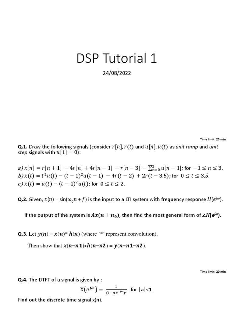 DSP Tutorial 1 2022 Class | PDF
