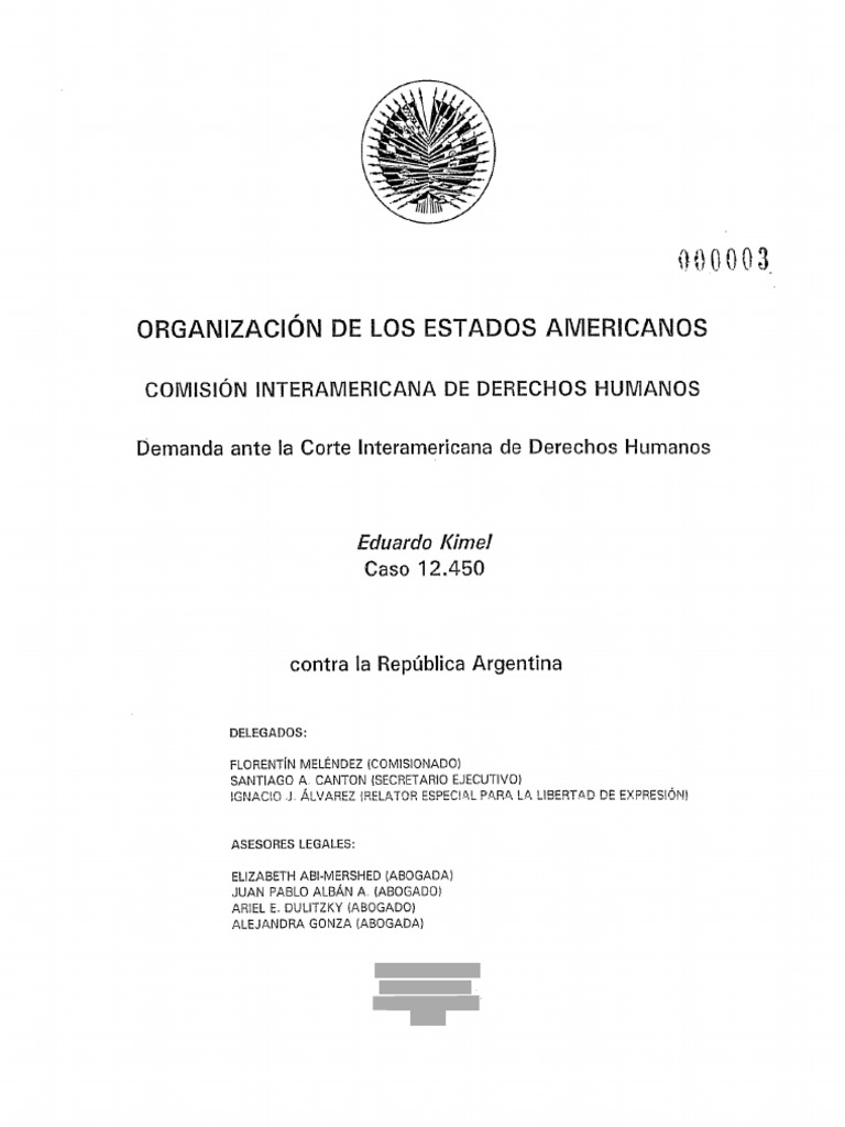 CIDH Demanda Caso Kimel PDF | PDF | Convenio europeo de derechos ... CIDH Demanda Caso Kimel PDF | PDF | Convenio europeo de derechos ...