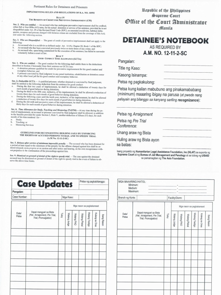 Detainee's Notebook PDF | PDF